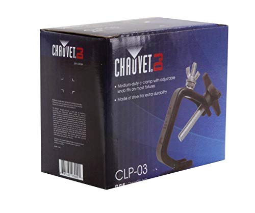 CHAUVET CLP-03 Standard C Clamps for DJ Lighting Setups and Systems, Fits 1-2 Inch Truss for Stable & Safe Light Mounting, 44 Pound Capacity, 2 Count