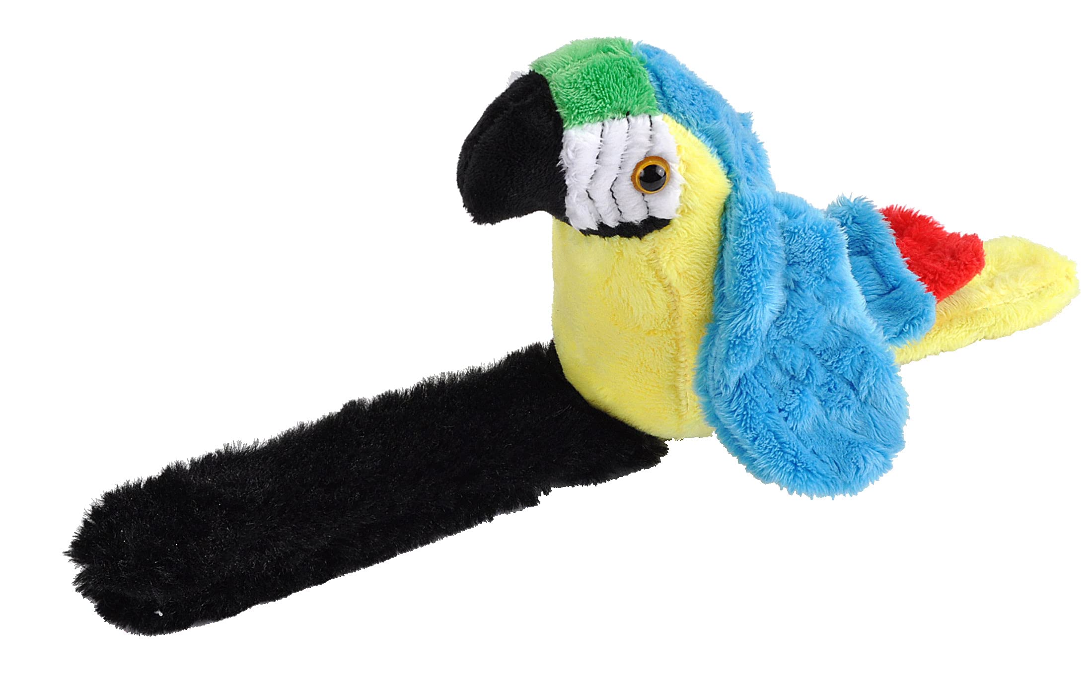 Wild Republic Perching Parrot, Blue and Yellow Macaw, Snap Bracelet, Records and Replays, 9 Inches, Gift for Kids, Plush Toy, Fill is Spun Recycled Water Bottles