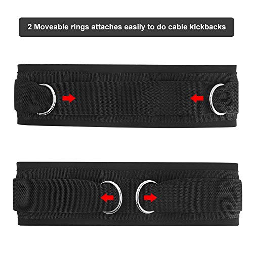 HYVAWO Waist Belt Neoprene Padded Gym Pulley Strap with Rings for Cable Machines Fitness Exercise Speed Agility Resistance Training