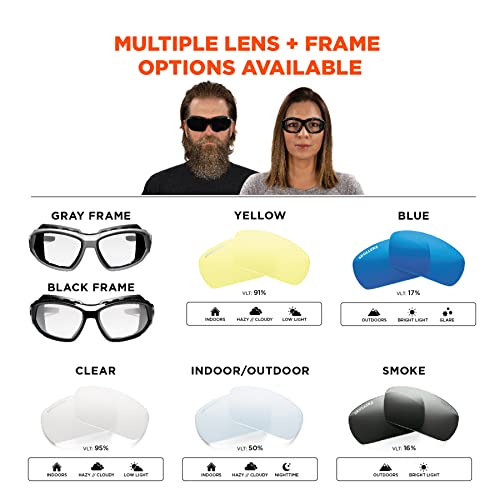 Ergodyne - 56050 Loki Yellow Lens Safety Glasses, Yellow Lens, Black Frame
