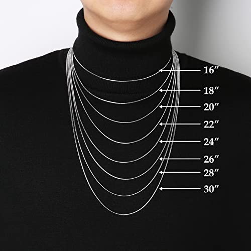 HZMAN Silver 1.2mm Width Stainless Steel Dainty Thin Round Snake Chain Necklace 16"-24'' inch Link for Women Men with Lobster Claw Clasp(16"