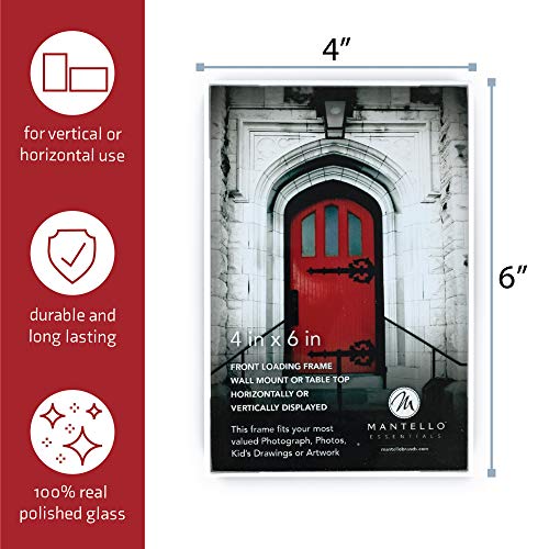 Mantello Picture Frames 4x6 Set of 12 - Small Picture Frame, Front Loading 4 x 6 Frame Set - Wall Frames, White Picture Frames, 4x6 Picture Frames- 12 Pack, White