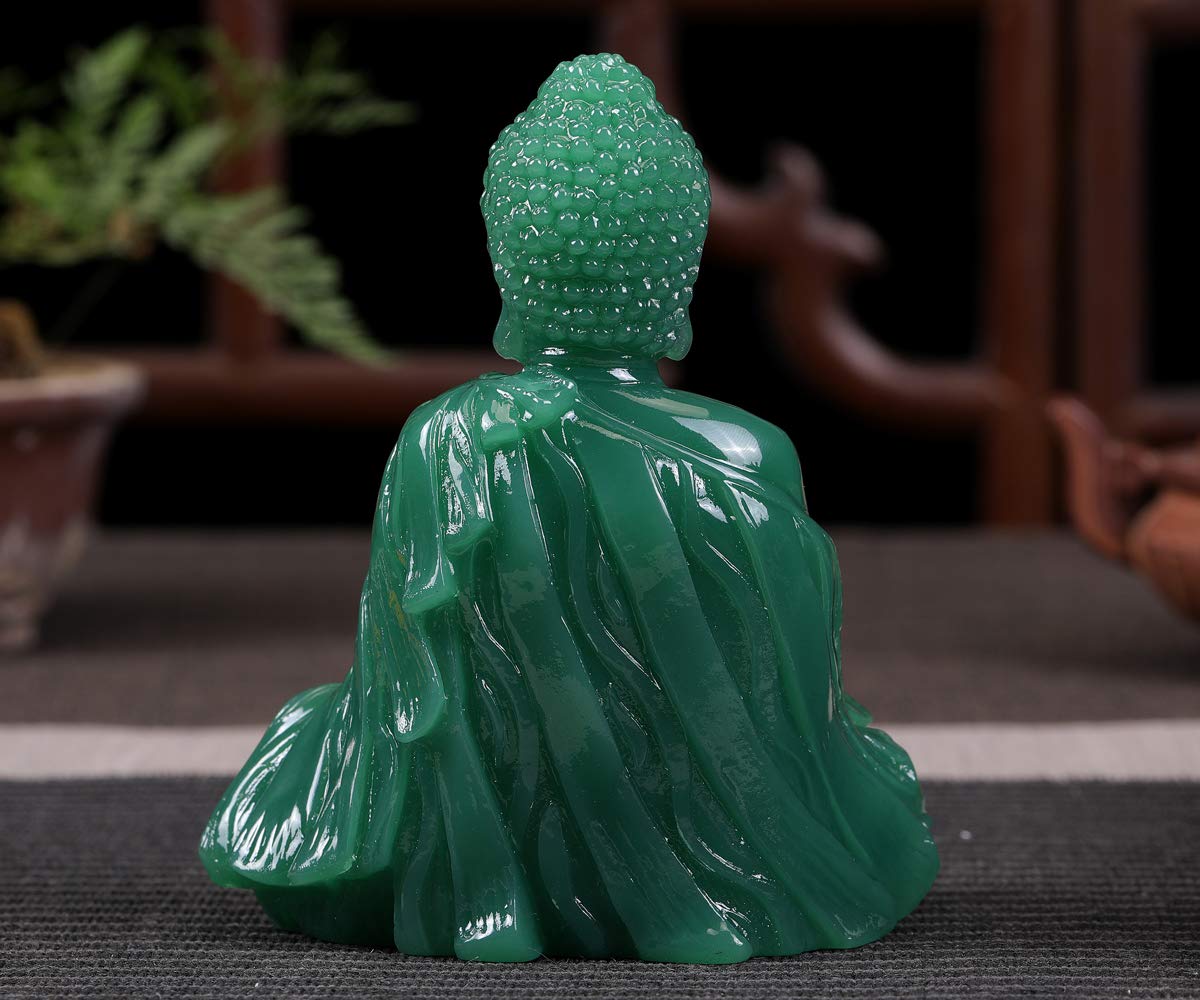Seyee-bro Meditative Seated Buddha Statue - Gold Thai Sitting Buddha Figurine - Manmade Jade Praying Buddha Sculpture for Home Outdoor Decoration