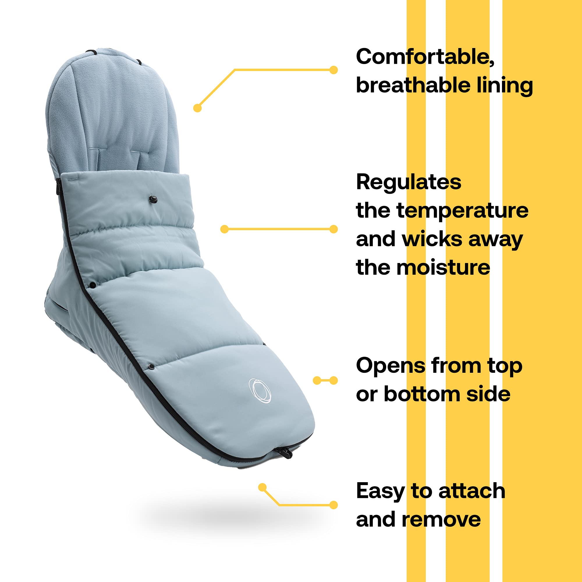 Bugaboo Footmuff – Keep Your Baby Warm– Universally Compatible with All Bugaboo Strollers - Vapor Blue