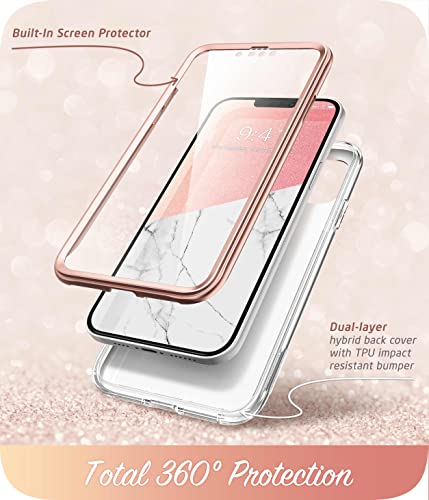 i-Blason Glitter Case for iPhone 14 Plus (6.7 Inches) Mobile Phone Case 360 Degree Case Bumper Protective Cover [Cosmo] with Screen Protector 2022 Edition (Marble)