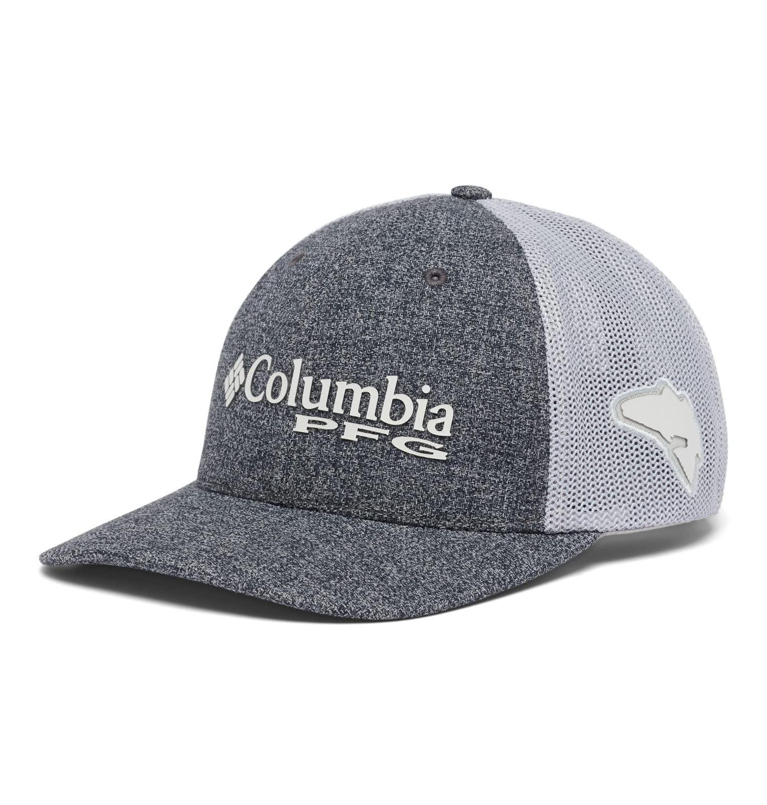 Columbia Unisex PFG Logo Mesh Ball Cap - Mid, Grill Heather/Cool Grey, Large/X-Large