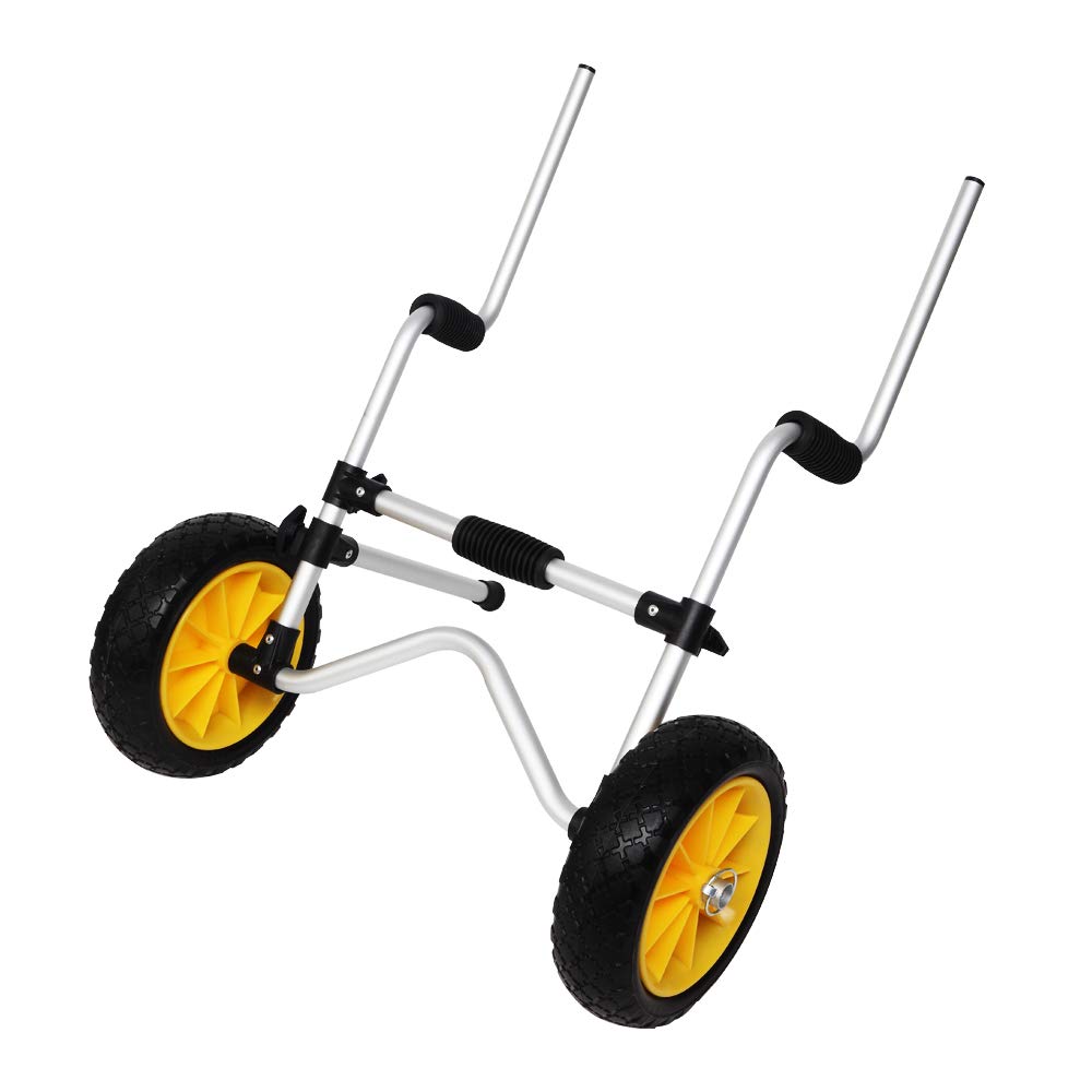 Bonnlo Kayak Dolly Scupper, Kayak Trolley Carts for Sit on Top Kayaks with Plug Holes Width Adjustable Canoe Cart with Flat-Free Wheels