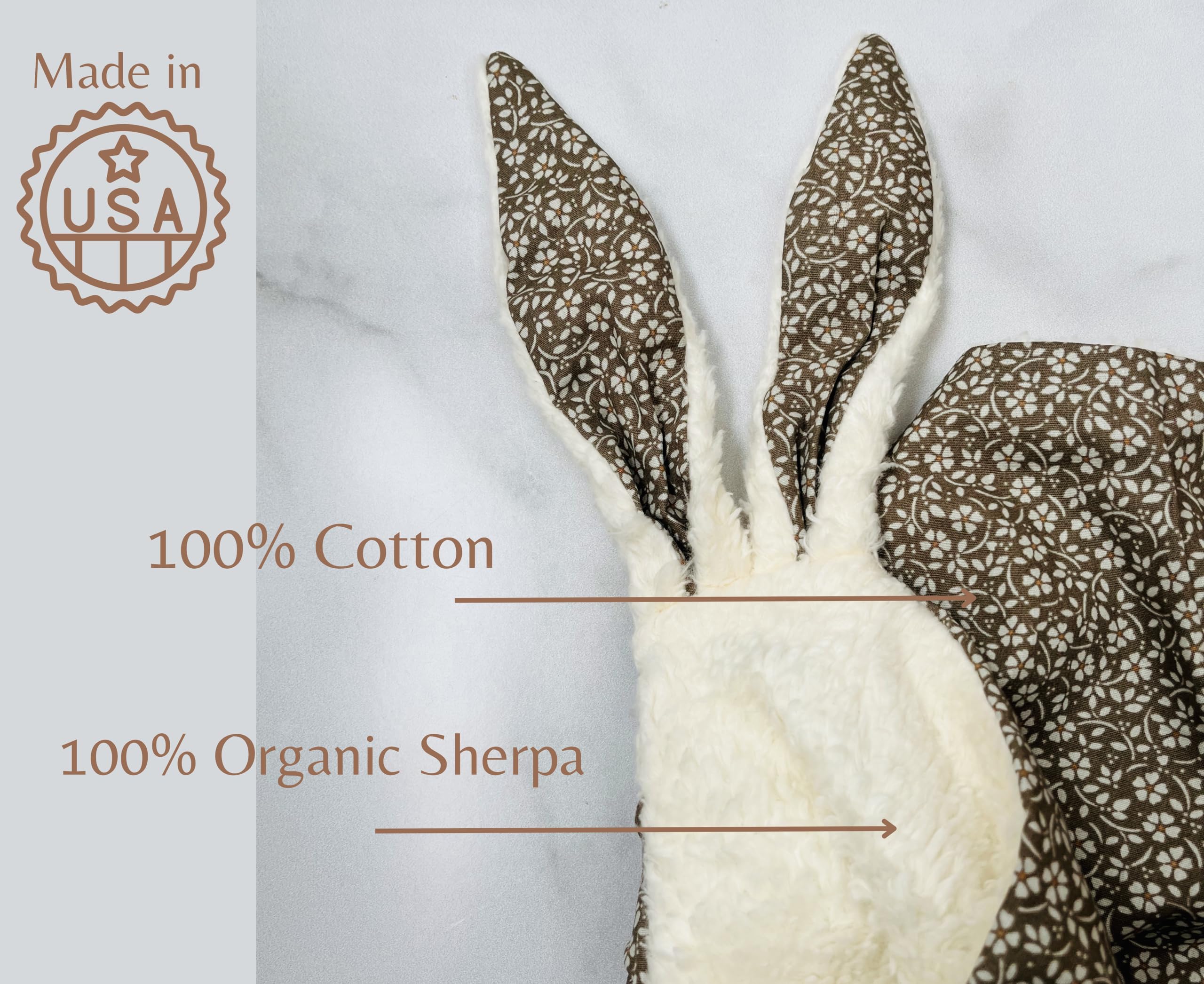 Leyl&Ari Plush Lovey, Bunny Ear Security Blankie, Soft Premium Quality, Gender Neutral Unisex Gift, Made in USA