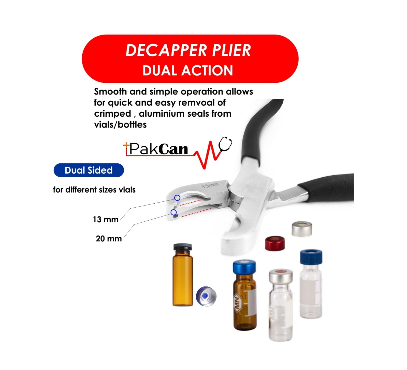 PakCan Dual Action Vial Decapper for 8mm and 11mm Vials