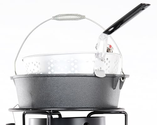 King Kooker CIFFB 6-Quart Cast-Iron Dutch Oven with Aluminum Lid and Basket