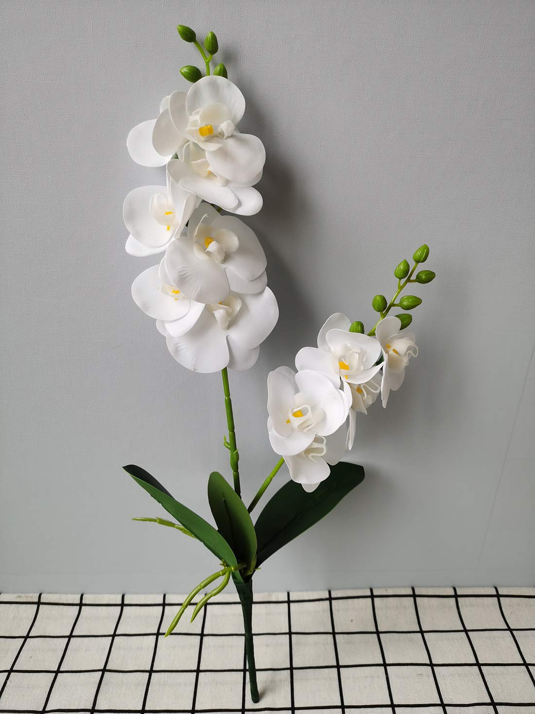 Suandsu 1 Bouquet Artificial Phalaenopsis Fake Butterfly Orchid Home Hotel Office Garden Craft Art Decor 19'' High White