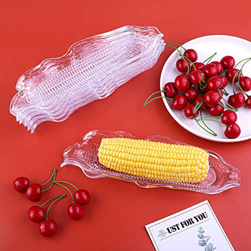 Ruisita 6 Pack Transparent Corn Trays Plastic Cob Dinnerware Corn Dishes Service Tray