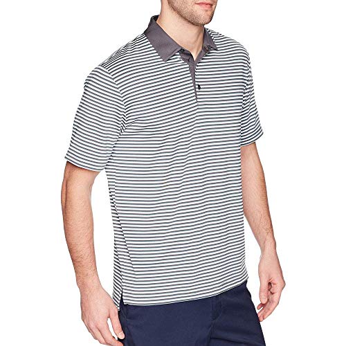 Callaway Men's Refined 3 Color Stripe Short Sleeve Golf Polo Shirt, Asphalt, Medium