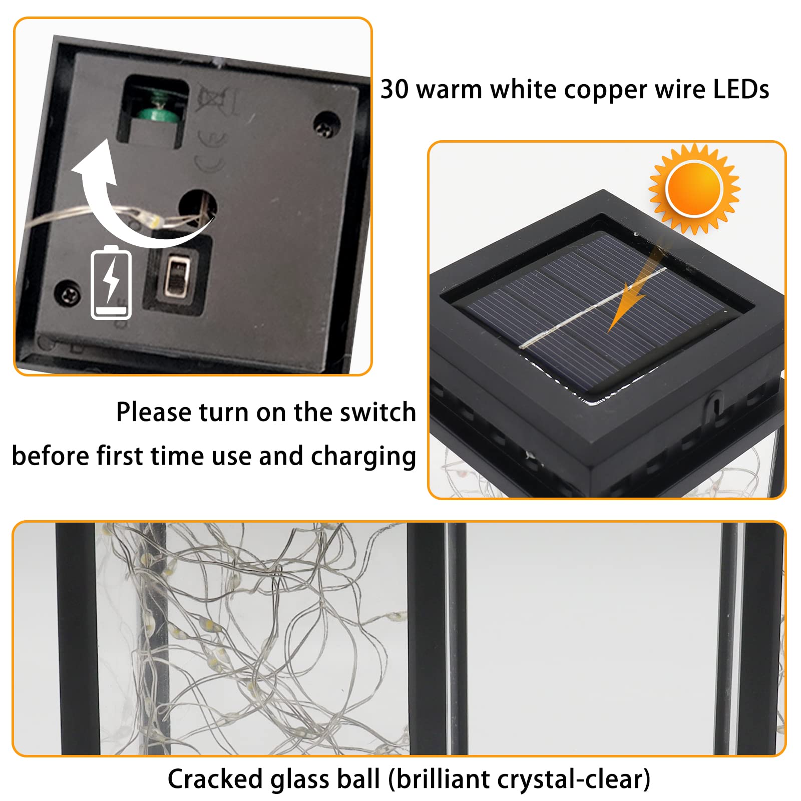 Solar Lanterns Outdoor Hanging Solar Star Lantern 4PCS LED Warm Light for Halloween & Christmas, Solar Powered Led Lantern Decorative for Patio Yard Garden.