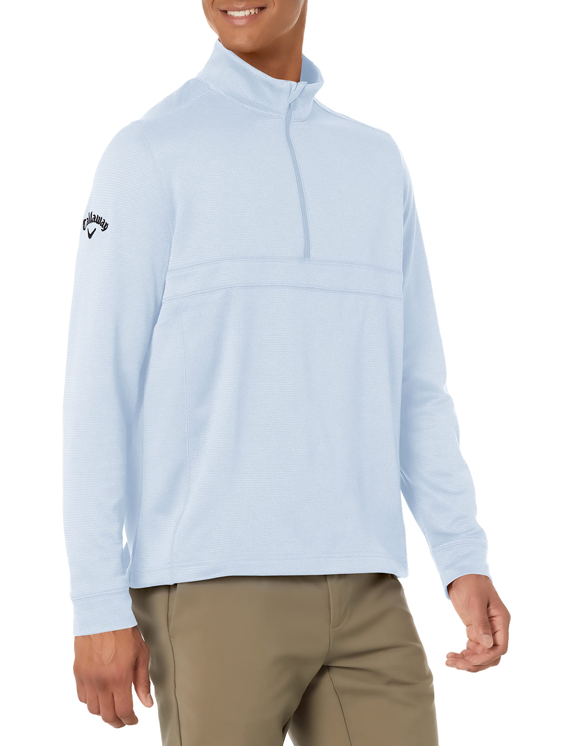 Callaway Men's Swingtech Waffle Midweight 1/4 Zip Long Sleeve Golf Base Layer, Lt Mountain Spring HTR, XX-Large
