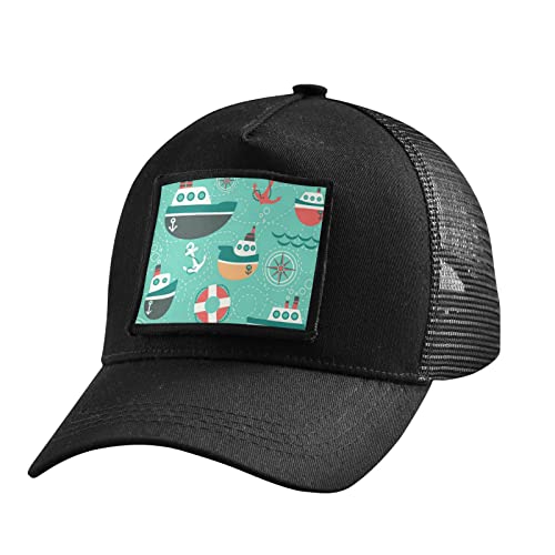 Boat Anchor Trucker Hat Black Hats for Men Woman Baseball Cap Fitted Snapback Hats Adjustable Strap Funny Hat