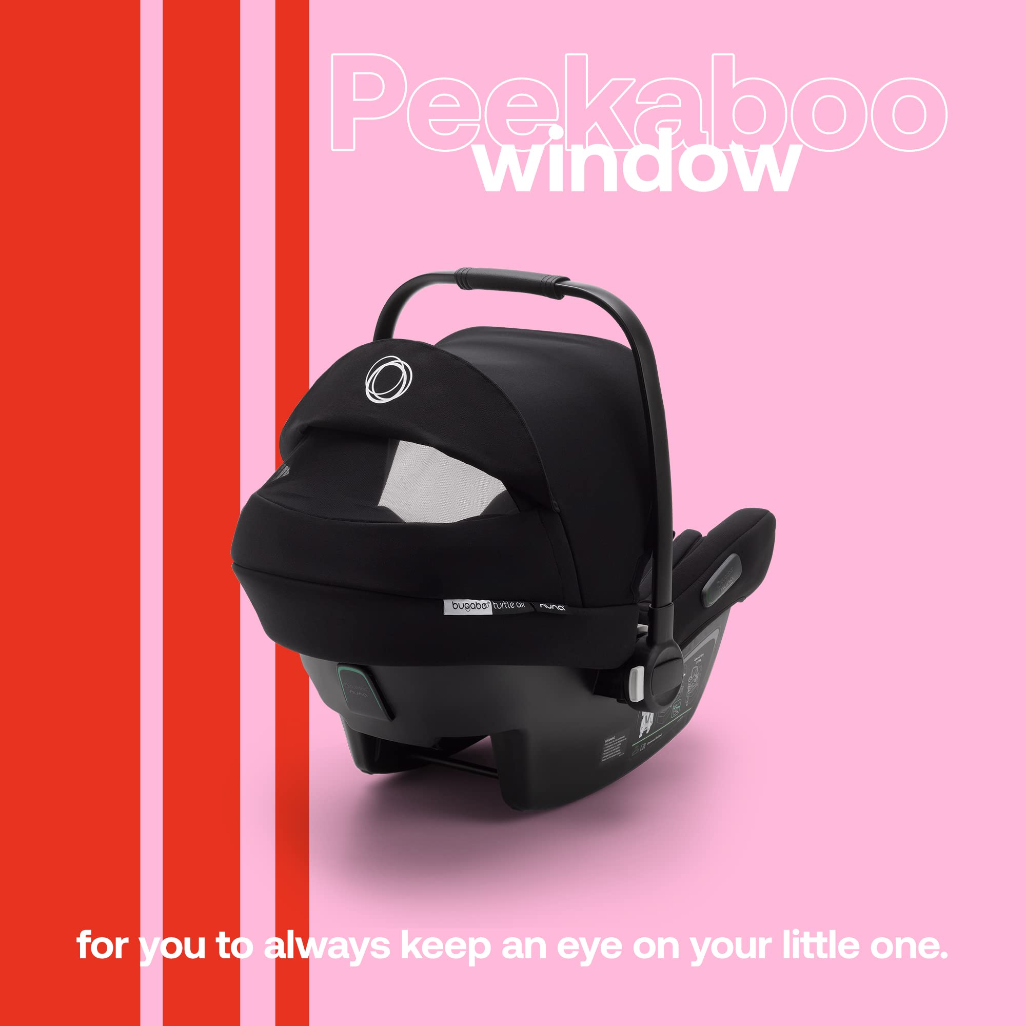 Bugaboo Turtle Air by Nuna Car Seat + Base - Compatible with Bugaboo Fox, Lynx, Donkey Bee and Ant Strollers - Fits Infants 4 to 32 Pounds - Lightweight Car Seat - Black