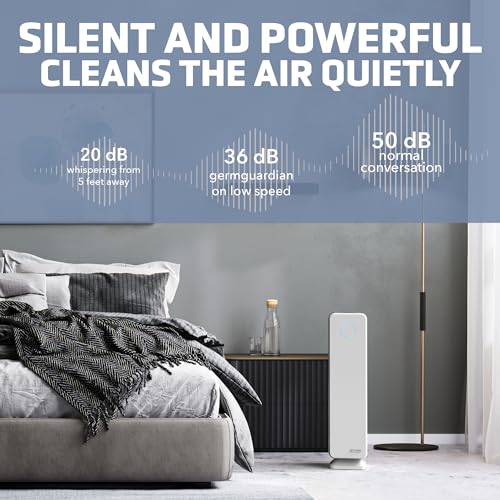 GermGuardian Air Purifier for Home, Large Rooms, H13 HEPA Filter, Removes Dust, Allergens, Smoke, Pollen, Odors, Mold, UV-C Light Helps Reduce Germs, 28 Inch, White, AC5350W