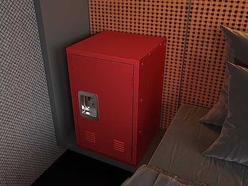 Campfun Metal Locker Storage Cabinet, 24" H Single Locker Cabinet, Small Storage Cabinet Easy Assembly, Lockable Storage Cabinet Organizer, Lockers for Kids Bedroom/Home/School/Office, Red