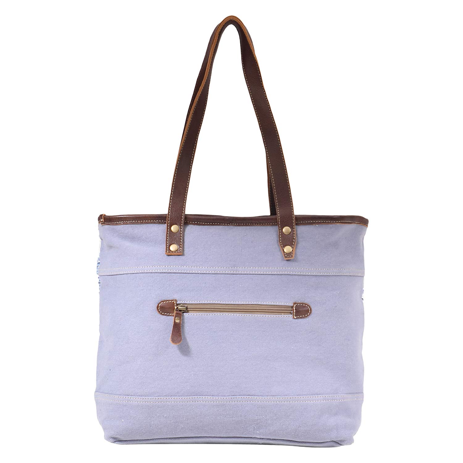Myra Bag Californian Vibe Upcycled Canvas & Leather Tote Bag S-1624