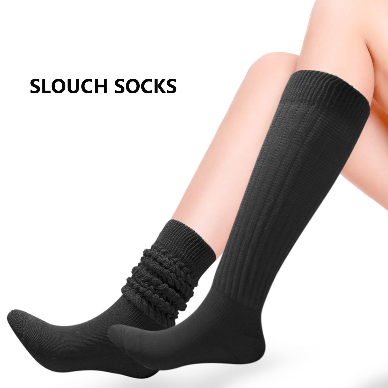 Colyltoy 2 Pair Womens Slouch Socks, Soft Stacked Scrunch Socks,Cotton Slouchy Socks for Women Size 9-11