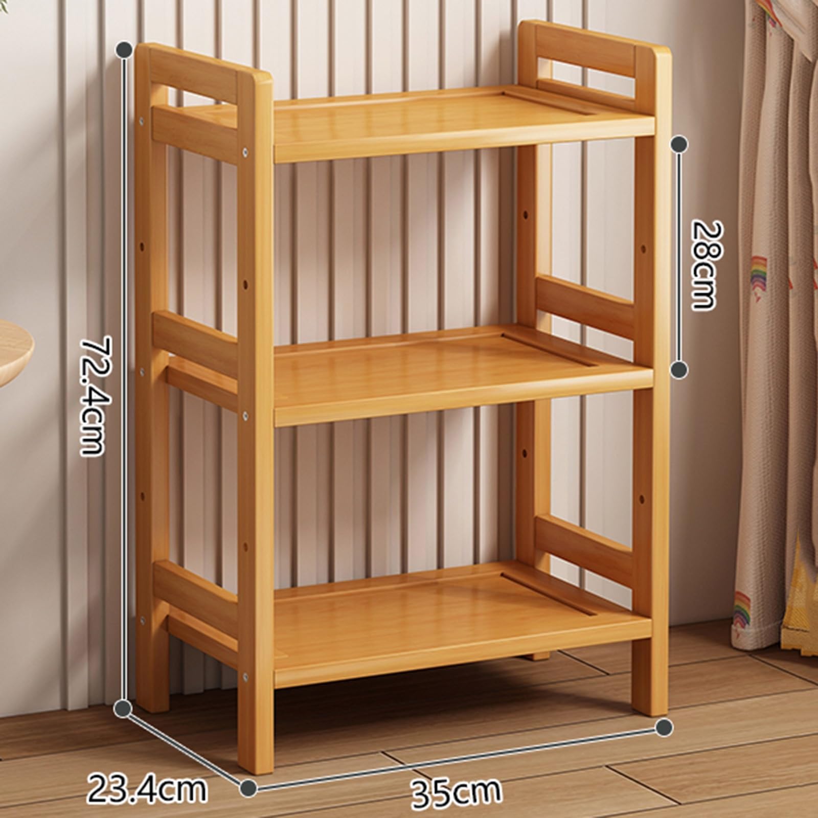 EHCBFCVN Wooden Desktop Shelf, Outdoor Desktop Planter Shelf Rack, Display Storage Unit, Country Style Shelf, Made of Solid Wood, Safe, Thick and Stable, 72.4 * 23.4 * 35cm (Three Layers)
