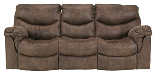 Signature Design by Ashley Alzena Faux Leather Oversized Manual Reclining Sofa, Brown