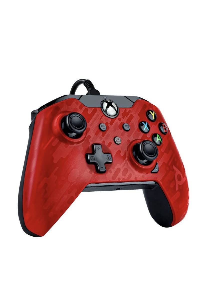 PDP Wired Game Controller - Xbox Series X|S, Xbox One, PC/Laptop Windows 10, Steam Gaming Controller - Perfect for FPS Games - Dual Vibration Videogame Gamepad - Red Camo/Camouflage