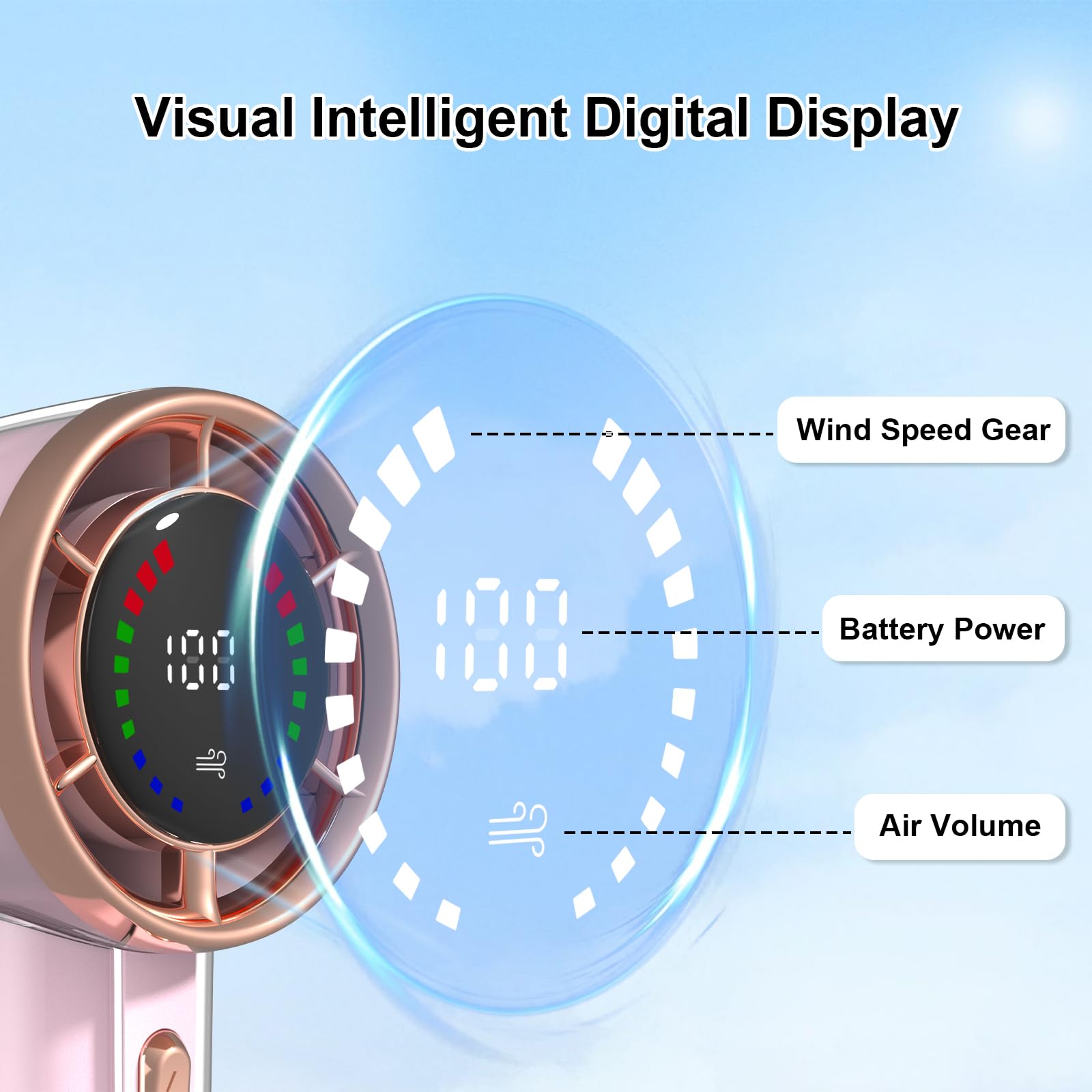 COMDDRE Portable Handheld Fan, 100 Speeds Adjustable Mini Fan with LED Display, 3500mAh Battery Rechargeable Personal Fan for Travel/Outdoor/Gift/Makeup (Pink)