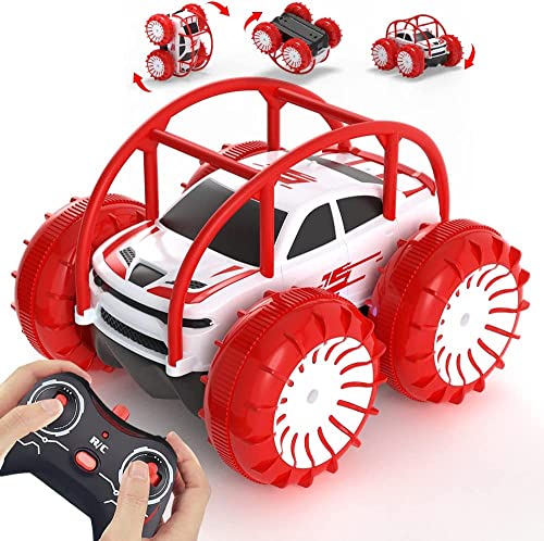 MaxTronic Remote Control Car, RC Cars Amphibious Land & Water Beach Pool Toy Off-Road RC Boat, 360Β°Flip Rotation Stunt Car with Sidelights for Toddlers 3 4 5 6 7 8 9 10 11 12 Years Kids Boys Girls