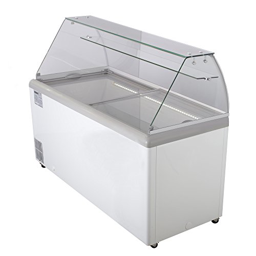 Maxx Cold MXDC-12 Commercial Ice Cream Dipping Cabinet Freezer with Curved Glass, Holds up to Twenty Two (22) Flavor Tubs, 70-Inch, White