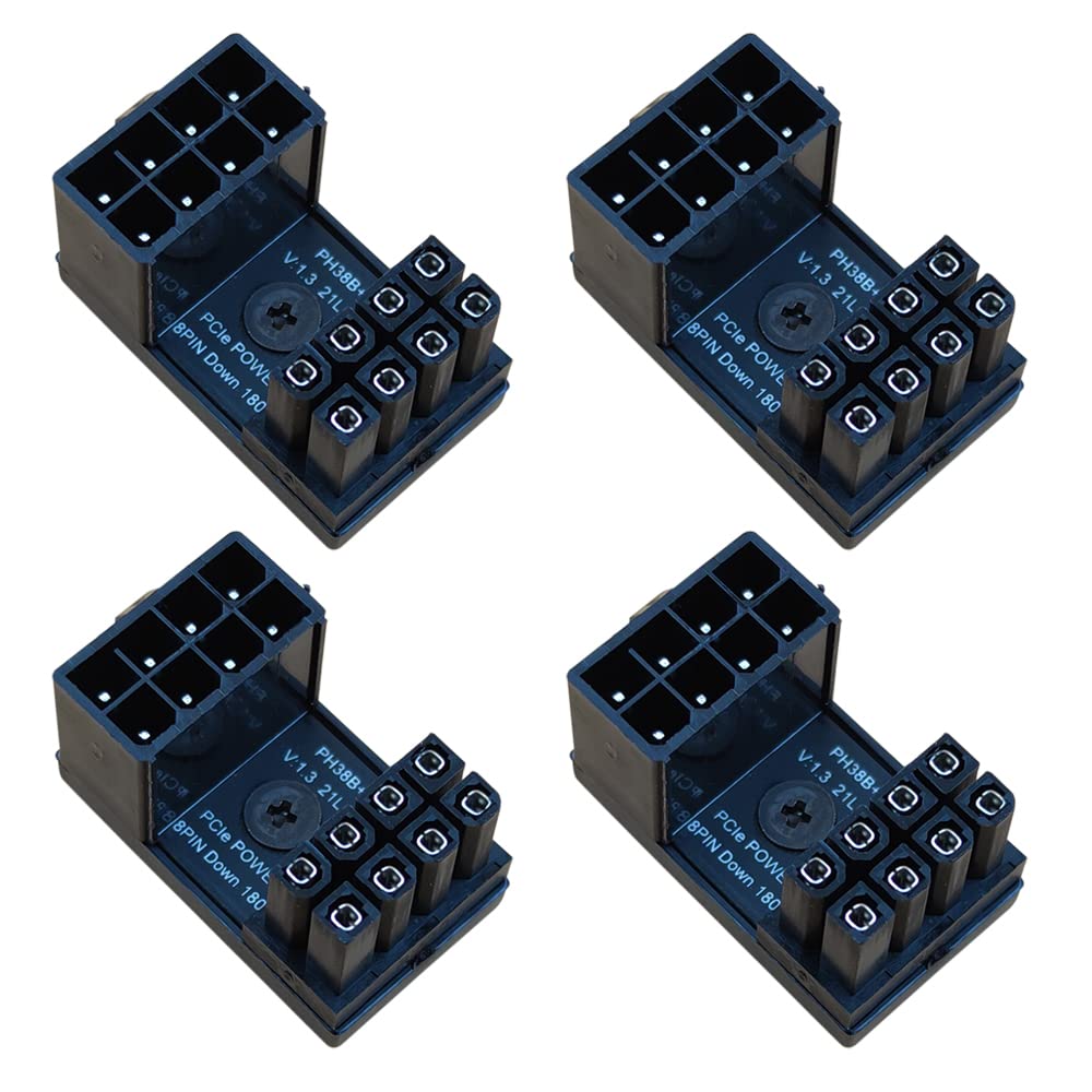 COMeap (4-Pack) 8 Pin 180 Degree Adapter, Reverse Type GPU VGA PCIe 8 Pin U Turn 180 Degree Angle Connector Power Adapter Board for Desktop Graphics Card