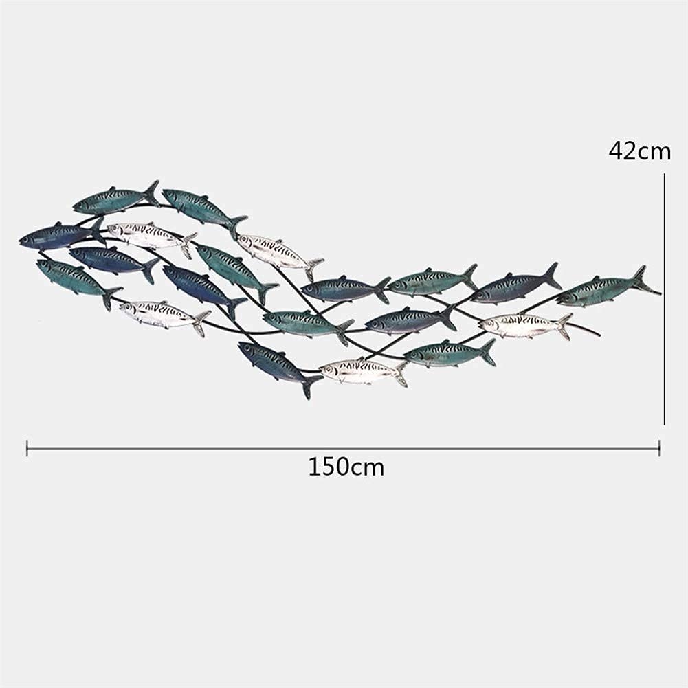 SUN RDPP Metal Fish Wall Art Decor, Large Coastal Ocean Metal Fish Wall Hangings Decor Wall Sculpture for Living Room Bedroom (A)