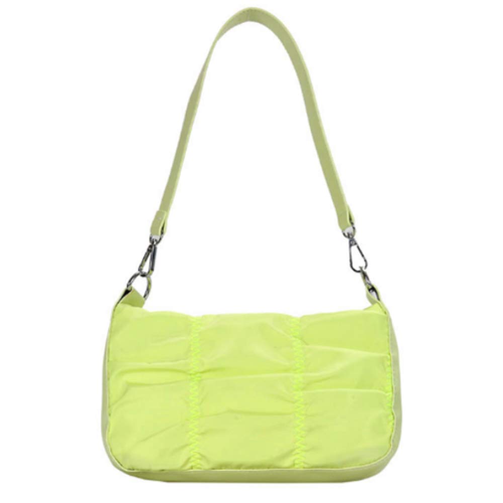 Mysmeir Solid Color Pleated Armpit Bag Oxford Water-resistant Western Style Shoulder Bag for Women (green)