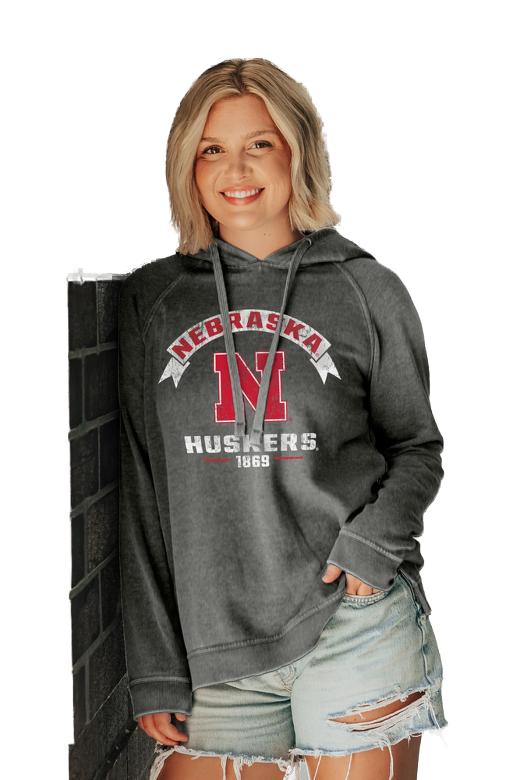 Blue 84 Women's Standard NCAA Officially Licensed Hooded Sweatshirt Burnout Vintage Scholar, Team Color