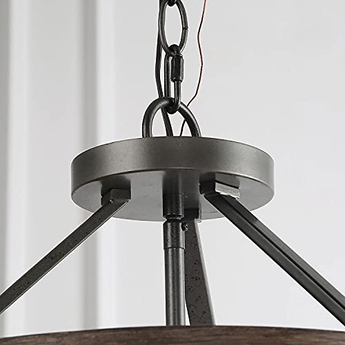LNC Farmhouse Chandeliers for Dining Rooms with Faux Wood Finish, W13"xH17.1