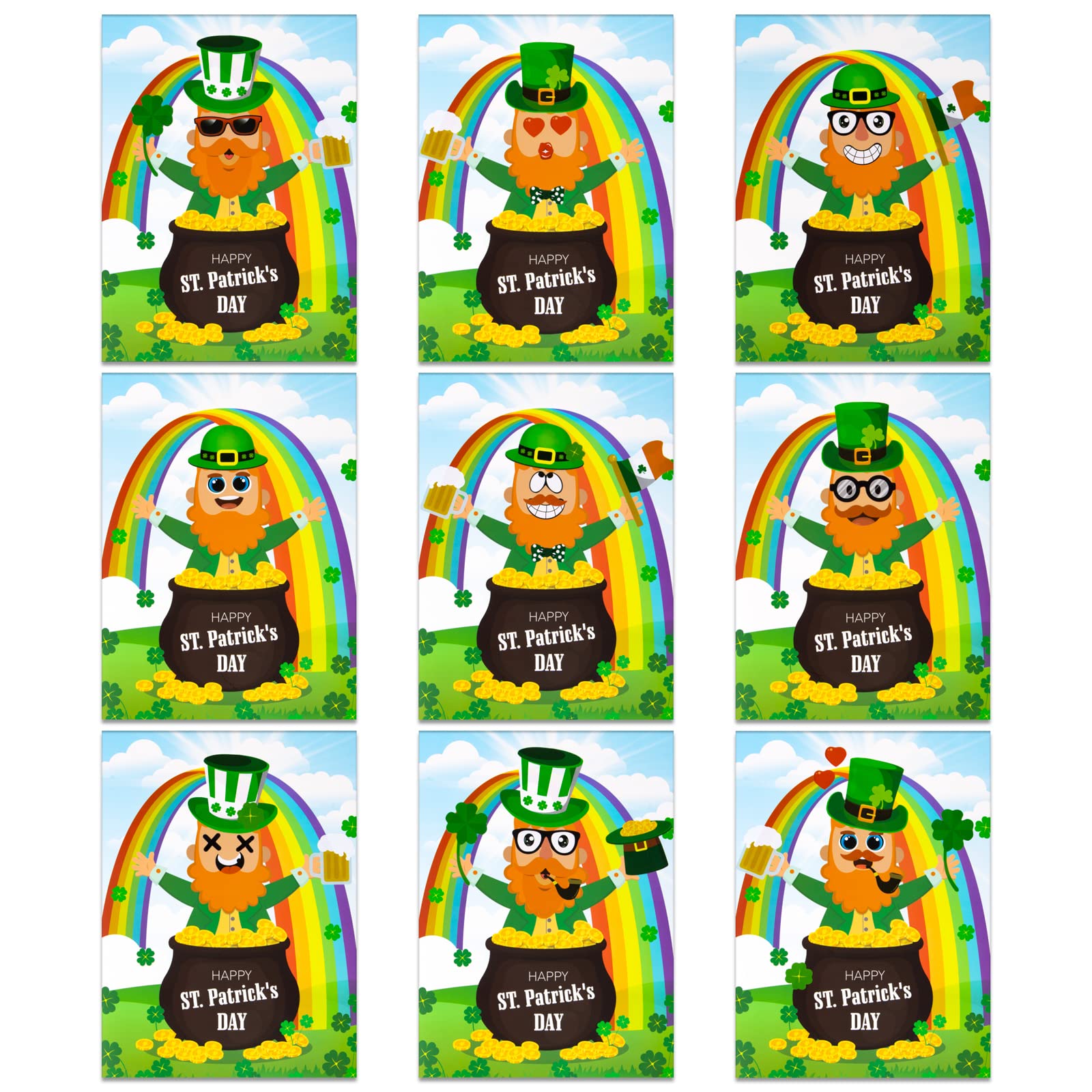 SICOHOME St. Patrick's Day Craft Sticker for Kids 12pcs Make Your Own Leprechaun Face Stickers St. Patricks' Day Party Game Activities for Kids Party Supplies Classroom Activities