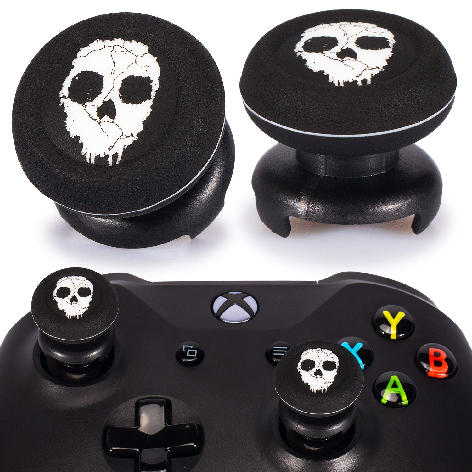 Playrealm FPS Thumbstick Extender & Printing Rubber Silicone Grip Cover 2 Sets for Xbox Series X/S & Xbox One Controller(Ghost)