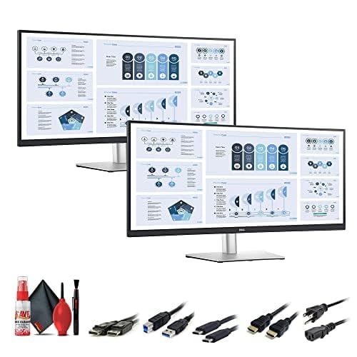Dell 2 x P3421W 34.14" 21:9 Curved USB Type-C WQHD IPS Monitor (P3421W) + Cleaning Kit