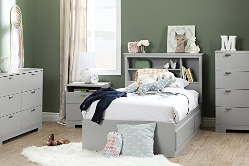 South Shore 39" Reevo Mates Bed with 3 Drawers, Twin, Soft Gray
