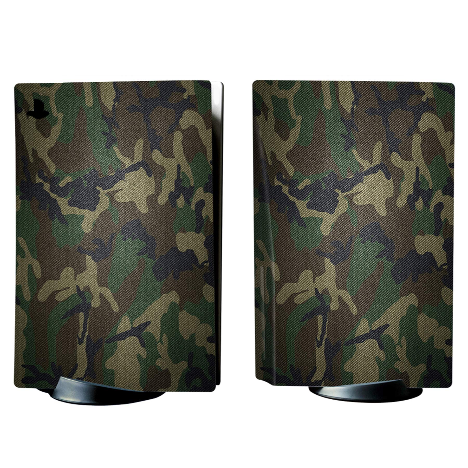 PlayVital Army Green Camouflage Full Set Skin Decal for ps5 Console Disc Edition, Sticker Vinyl Decal Cover for ps5 Controller & Charging Station & Headset & Media Remote