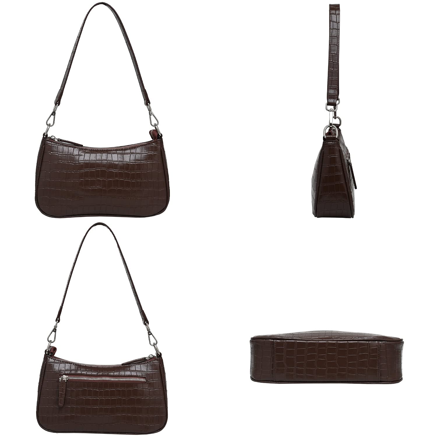 Women Genuine Leather Small Shoulder Bag Crossbody Classic Clutch Purses 90s Y2k Bags (Coffee)