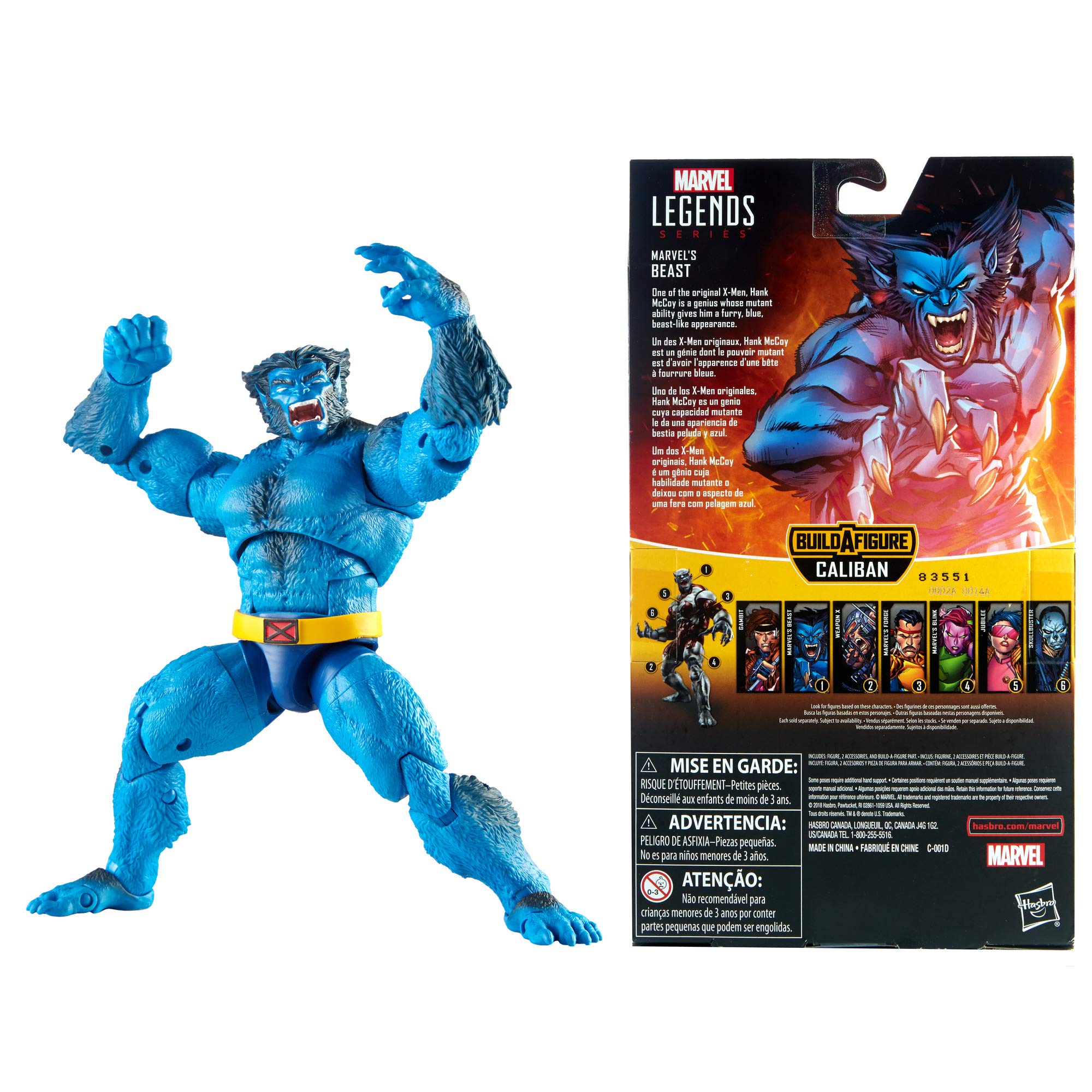 Marvel Hasbro Legends Series 6" Collectible Action Figure Beast Toy (X-Men Collection) โ with Caliban Build-A-Figure Part