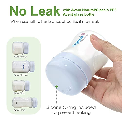 Maymom Solid Lids Aka Travel Caps w/Sealing Ring Compatible with Avent Bottle; Cap Replace Avent Natural Bottle Screw Ring n Sealing Disc; Fit Avent Anti-Colic Polypropylene, Glass Bottle, Avent PP