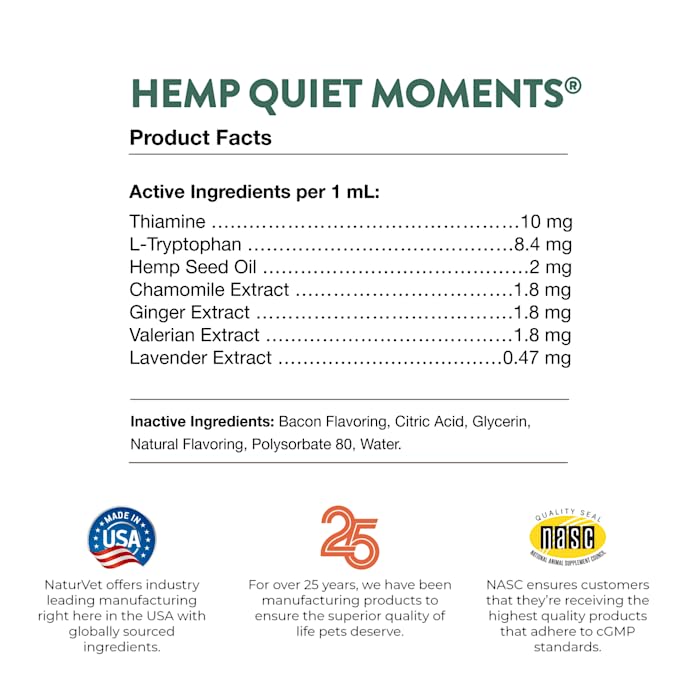 NaturVet Hemp Quiet Moments Calming Drops for Cat, 1oz