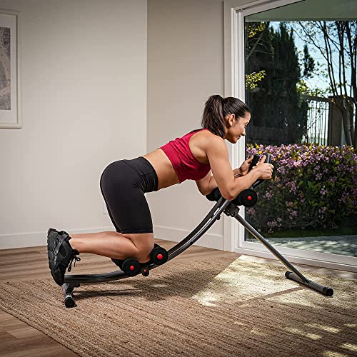 Sunny Health & Fitness Adjustable Waist Trainer Ab Roller with Elbow Support, Foldable Core Glider with Smooth Glide Wheels for Home Fitness, Crunches, and Glute Strengthening - SF-A022005