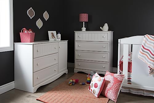 South Shore Savannah 3-Drawer Dresser with Door, Pure White