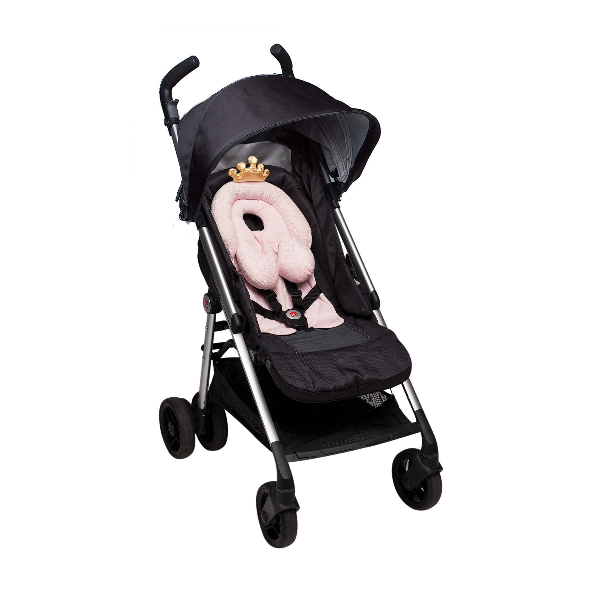 Boppy Preferred Head and Neck Support, Pink Princess with Adorable Accents, Removable Neck Support, for 3- or 5-point Harness systems, For Strollers and Swings, 0+ months