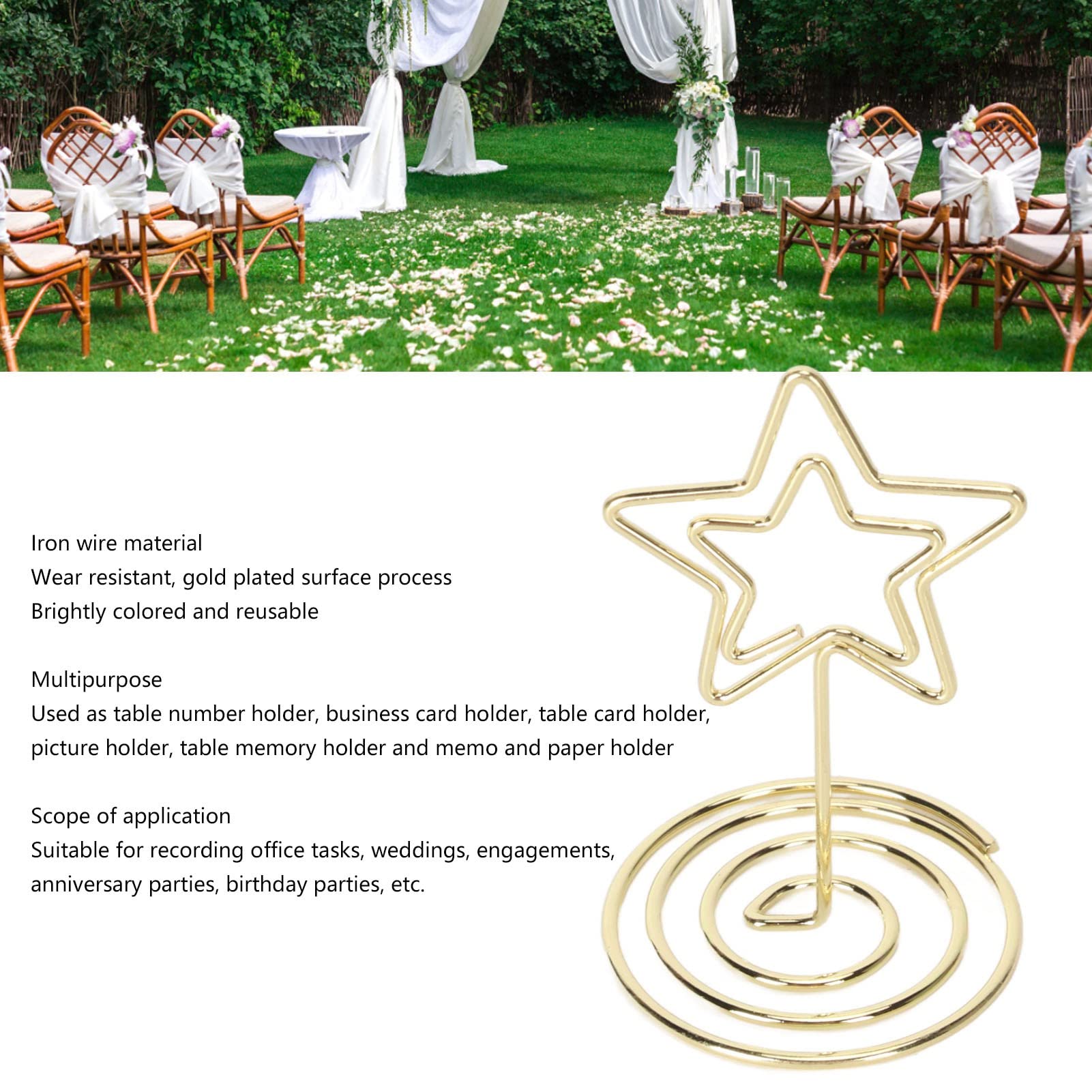 Elegant Gold Star Shaped 20 Pieces Place Card Holder Stand Party Table Decor