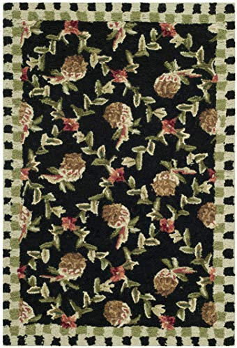 SAFAVIEH Chelsea Collection Accent Rug - 2' x 3', Black & Ivory, Hand-Hooked French Country Wool, Ideal for High Traffic Areas in Entryway, Living Room, Bedroom (HK164A)